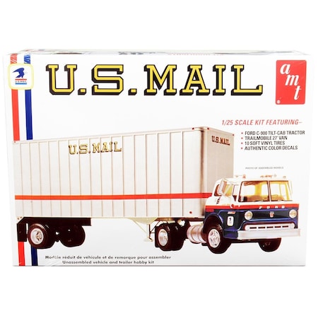 Amt 1326 17 in. Ford C900 Truck Tractor with Trailer USA Mail Plastic Model Kit AMT1326 | Zoro